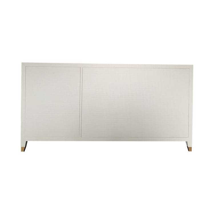 Grass Cloth Accent White Sideboard Cabinet - Hoolnn